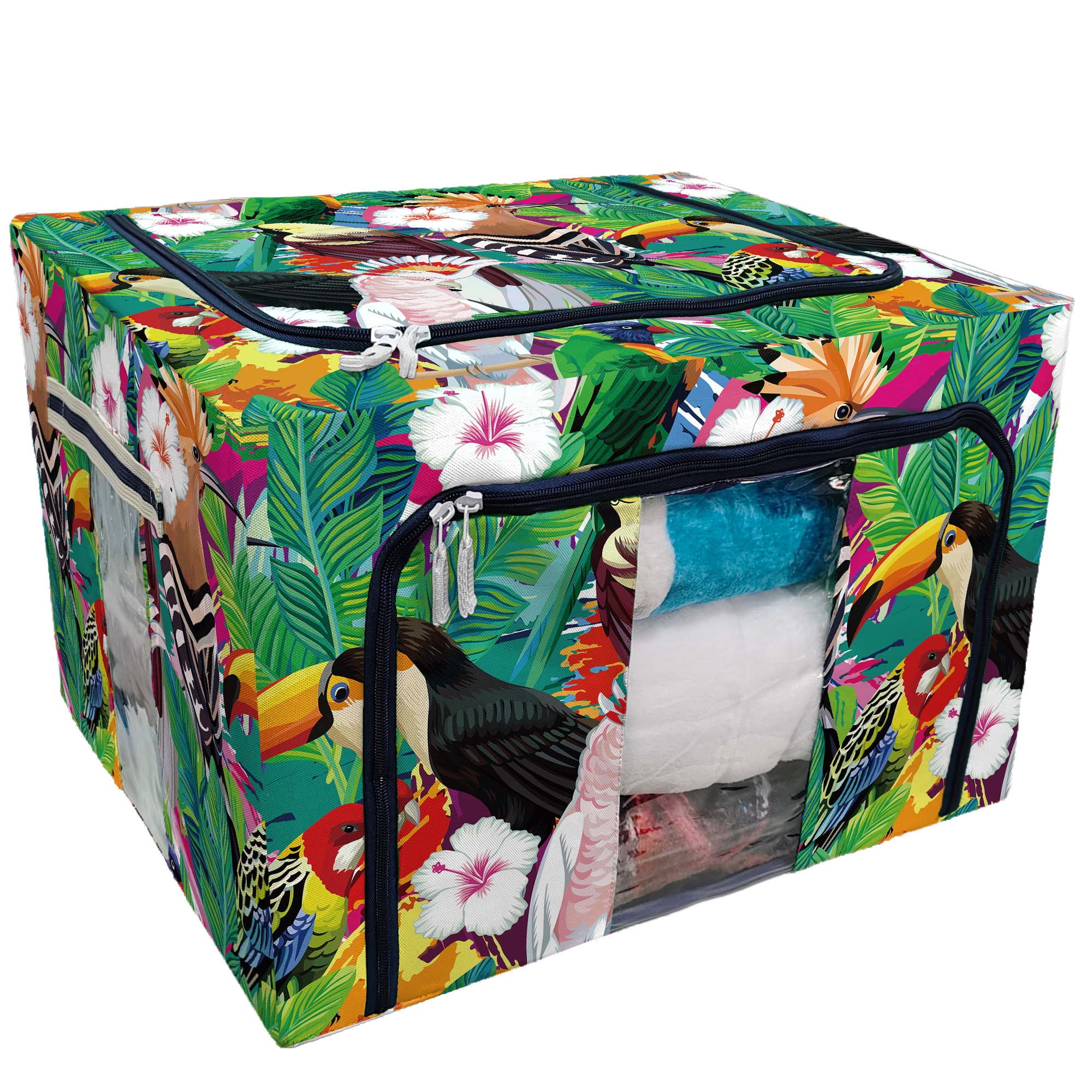ECZJNT tropical bird toucan parrot hoopoe palm leaves Storage Bag Clear ...