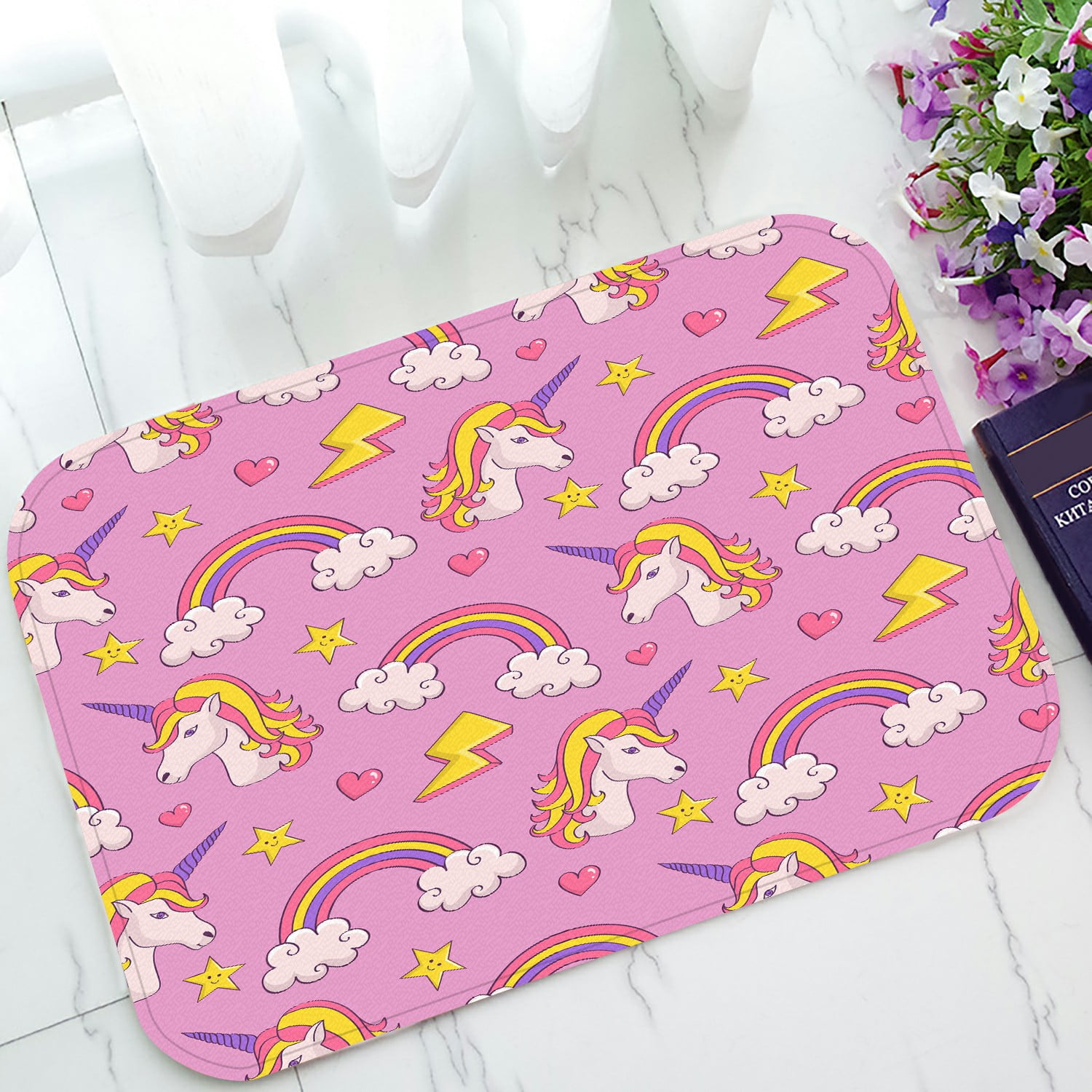 ECZJNT unicorns and rainbows Doormat Bath Mat Rug Entrance Rug Floor ...