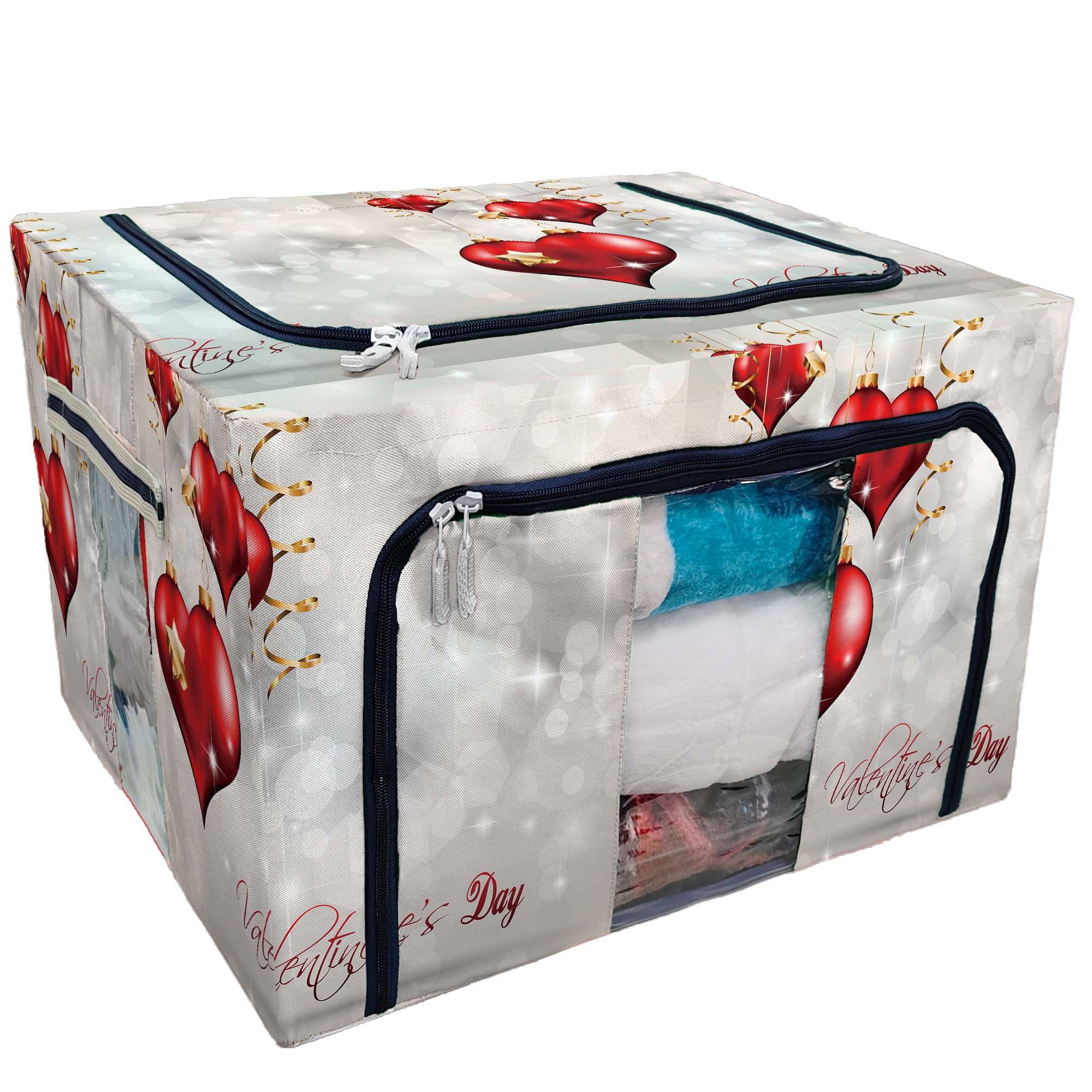 ECZJNT valentine's day glitter glossy red hearts flying air Storage Bag ...