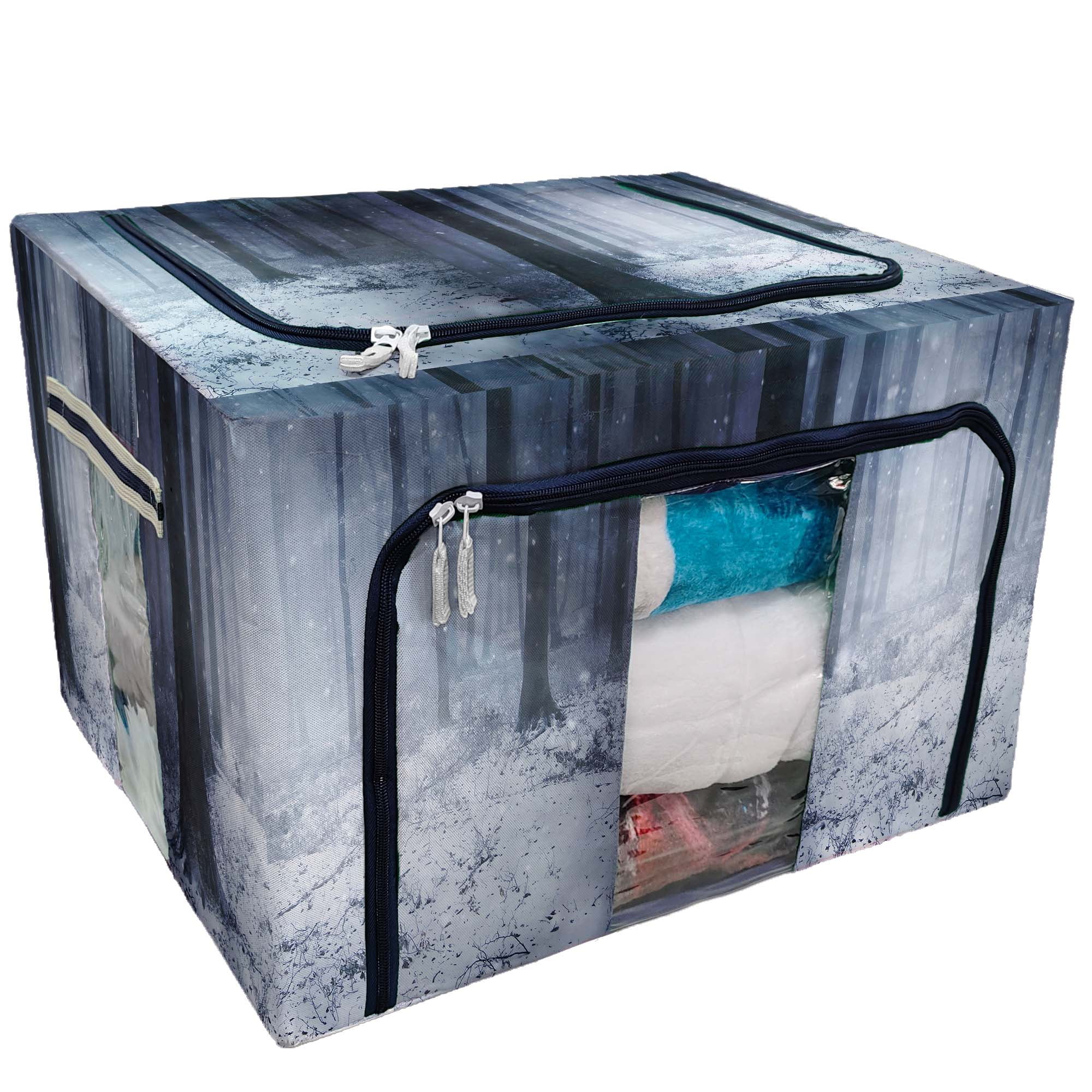 ECZJNT winter storm in a forest Storage Bag Clear Window Storage Bins ...