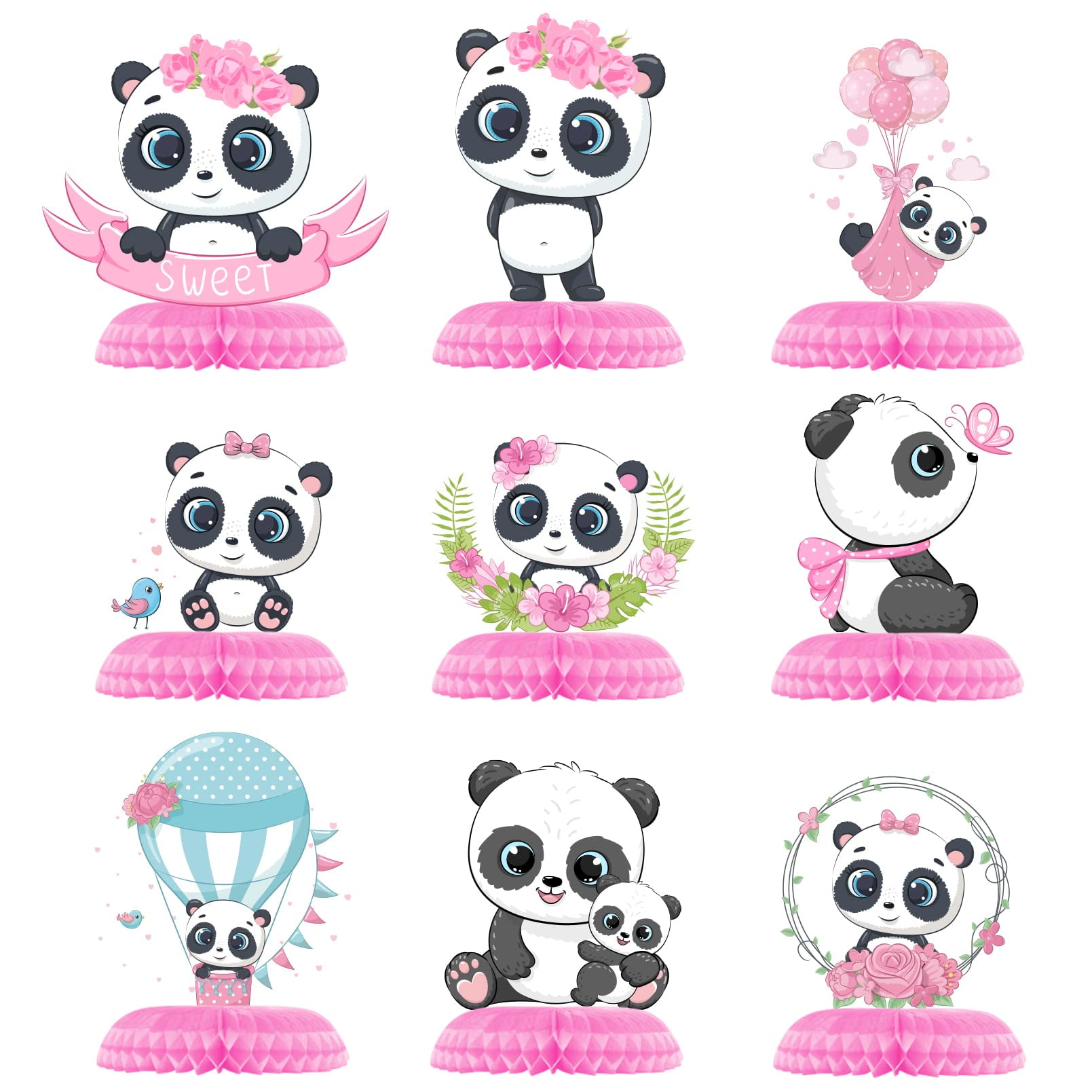 ECam [9 Pack] Panda Party Decorations, Lovely Panda Honeycomb ...
