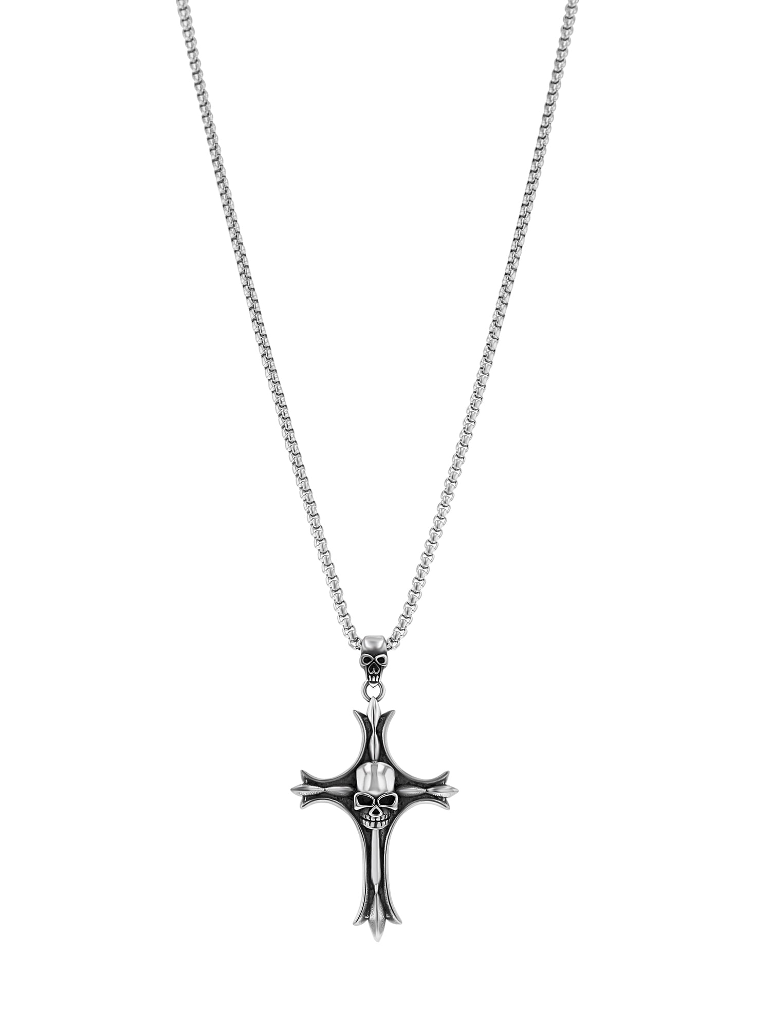 ED HARDY Men's Stainless Steel Black Ion-Plated Antiqued Cross and ...