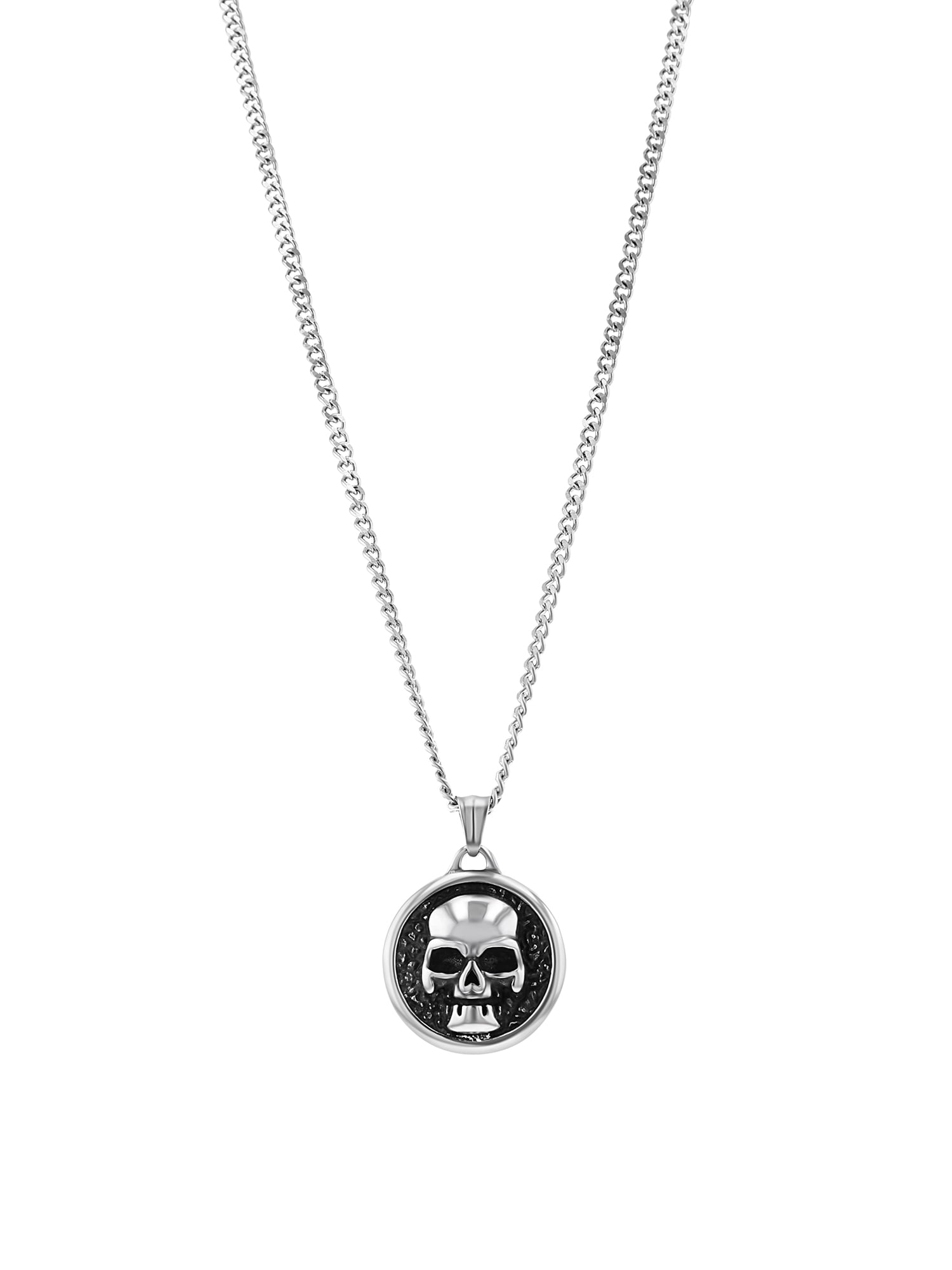 ED HARDY Men's Stainless Steel Silver-Tone Metal Raised Skull Pendant ...