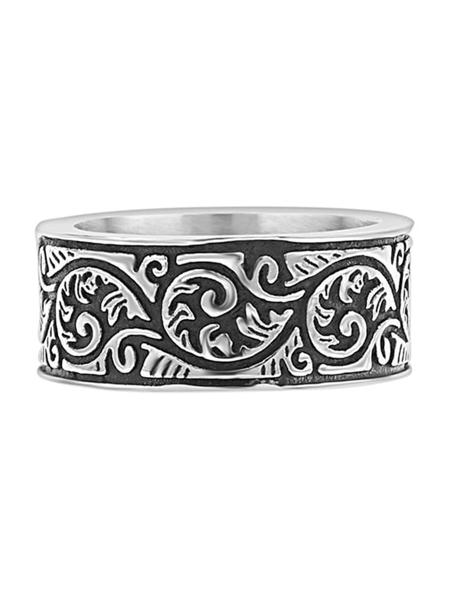 ED HARDY Men's Stainless Steel Silver-Tone Ring with Intricate Design ...