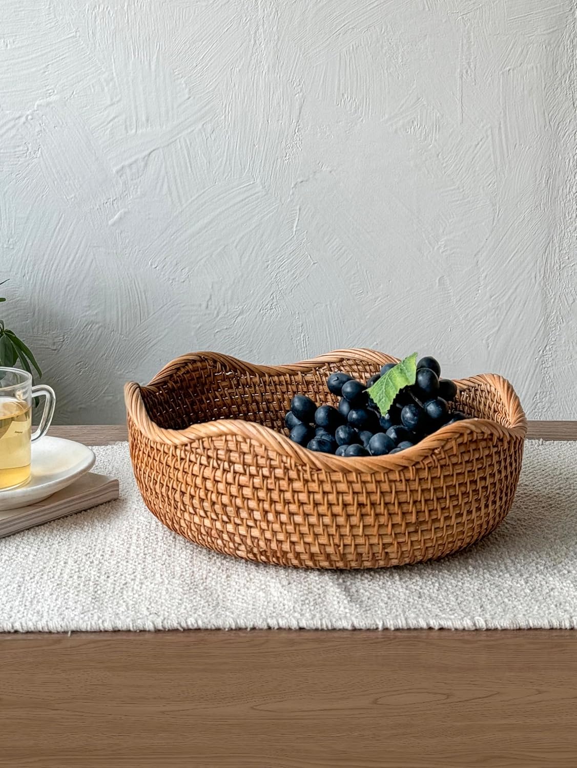 EDAMAME Rattan Round Fruit Bowl Create Small Round Basket Woven Fruit ...