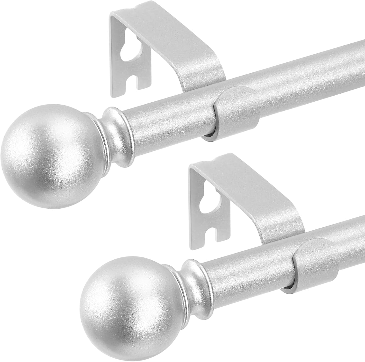 EDASCV-2 Pack Silver Curtain Rods 28 to 48 Inches(2.3-4 Feet),5/8 inch ...