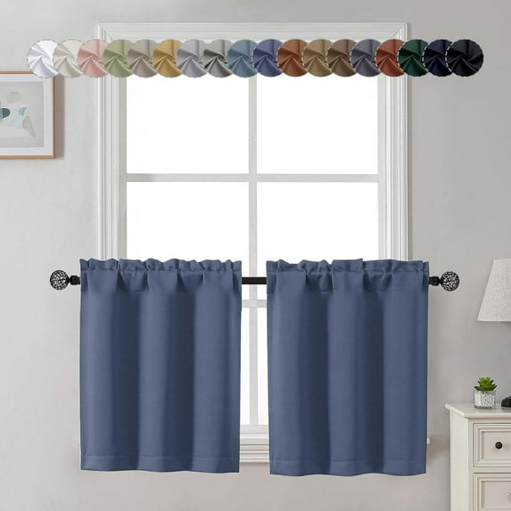 EDASCV-24 Inch Long Tier Curtains for Small Window, Short Blackout ...