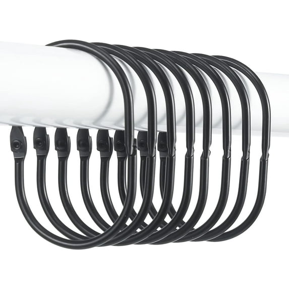 EDASCV-24 Pcs Shower Curtain Rings, Shower Curtain Hooks, Oval Snap ...