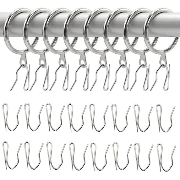 EDASCV-32 pcs Metal Drapery Curtain Rings Curtain Hanging Rings and 32 ...