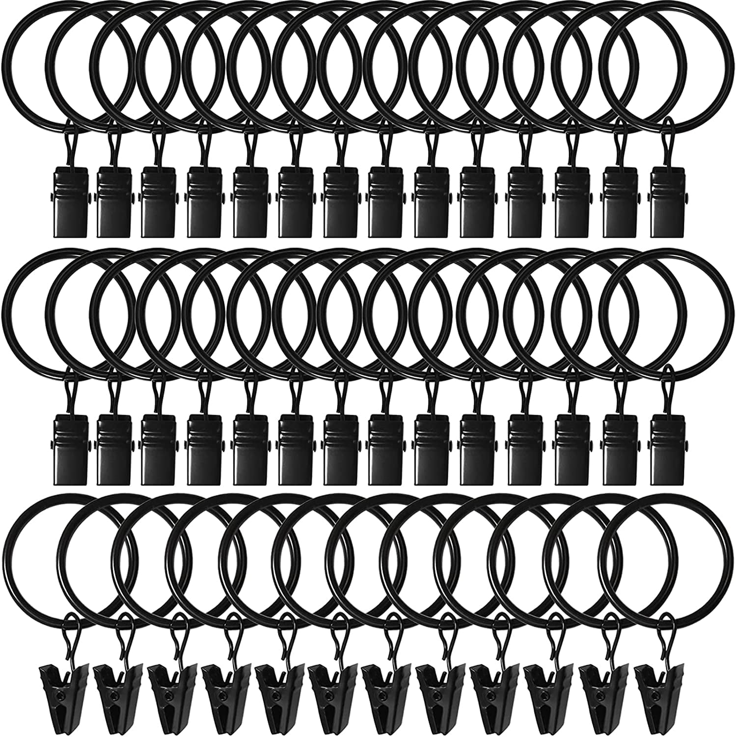 EDASCV-40 Pack Curtain Rings with Clips, Curtain Clip Rings Hooks, Bow ...