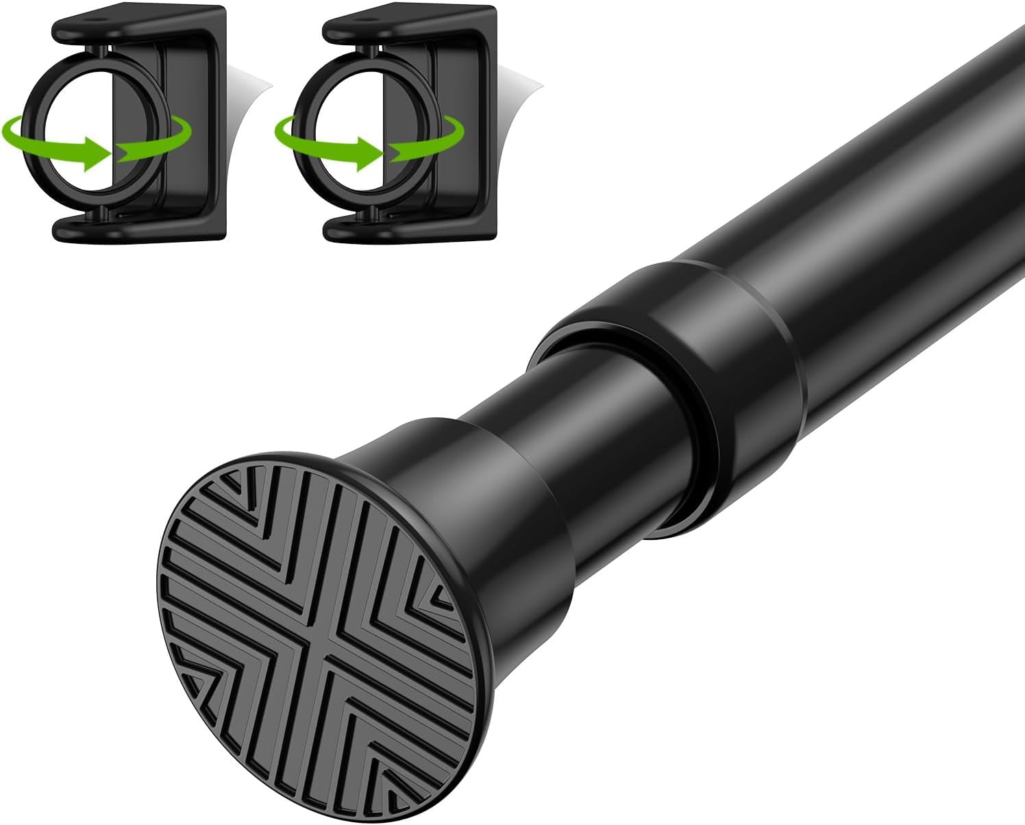 EDASCV-Black Tension Rods 23-48Inch Adjustable Curtain Rods No Drilling ...