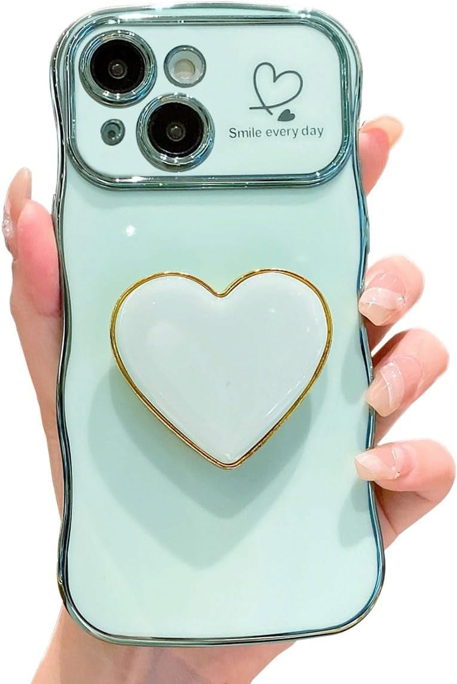 EDASCV-Compatible with iPhone 13 Heart Holder case, Cute Wave Frame ...