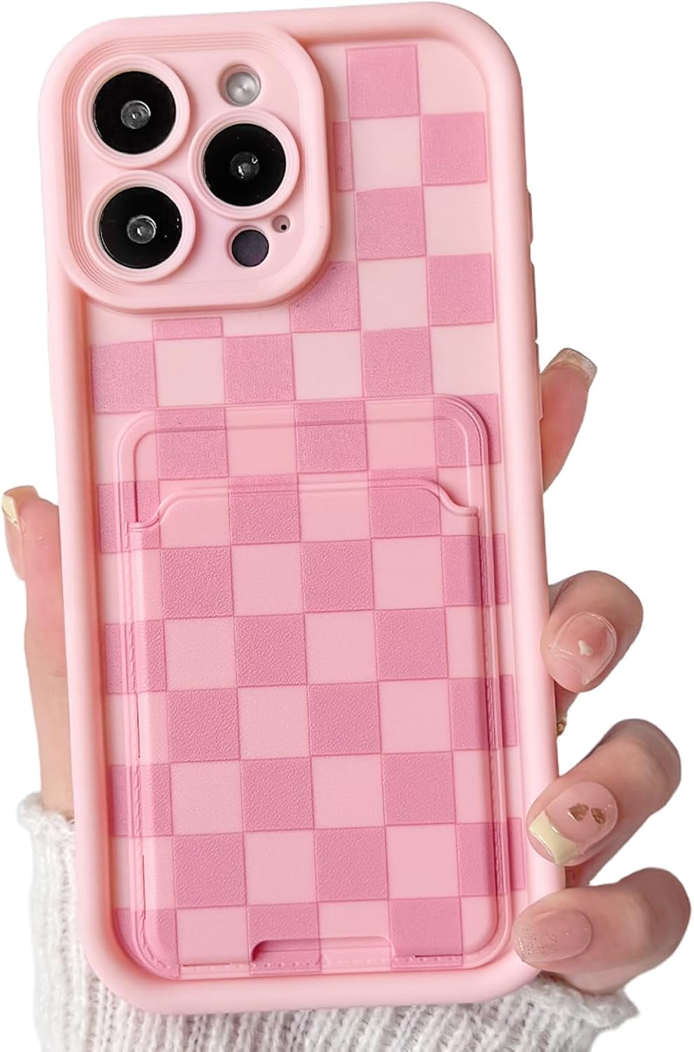 EDASCV-Compatible for iPhone 14 Pro Max Case Cute Color Checkerboard Lattice Plaid with Card ...