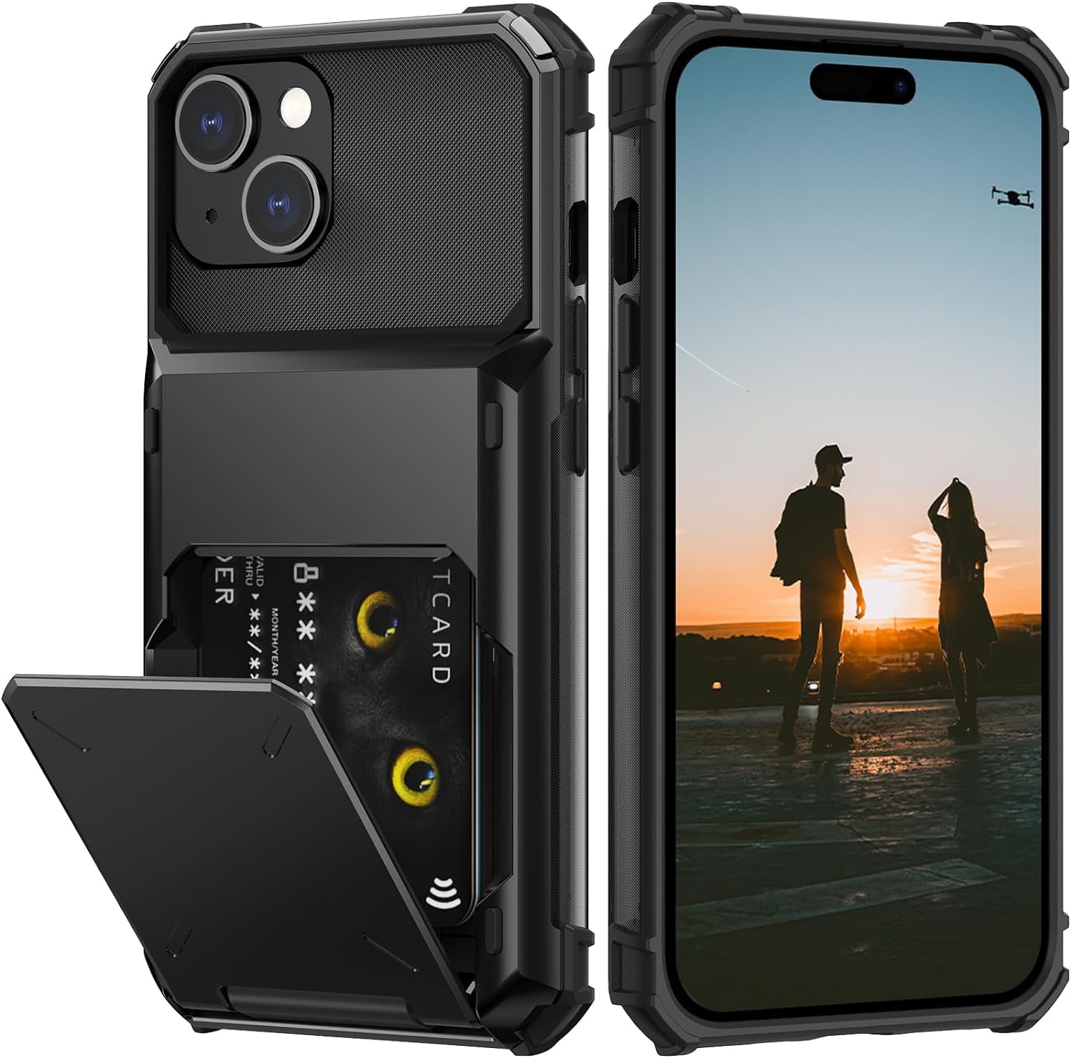 EDASCV-Compatible with iPhone 15 Wallet Case Black | with Card Holder ...