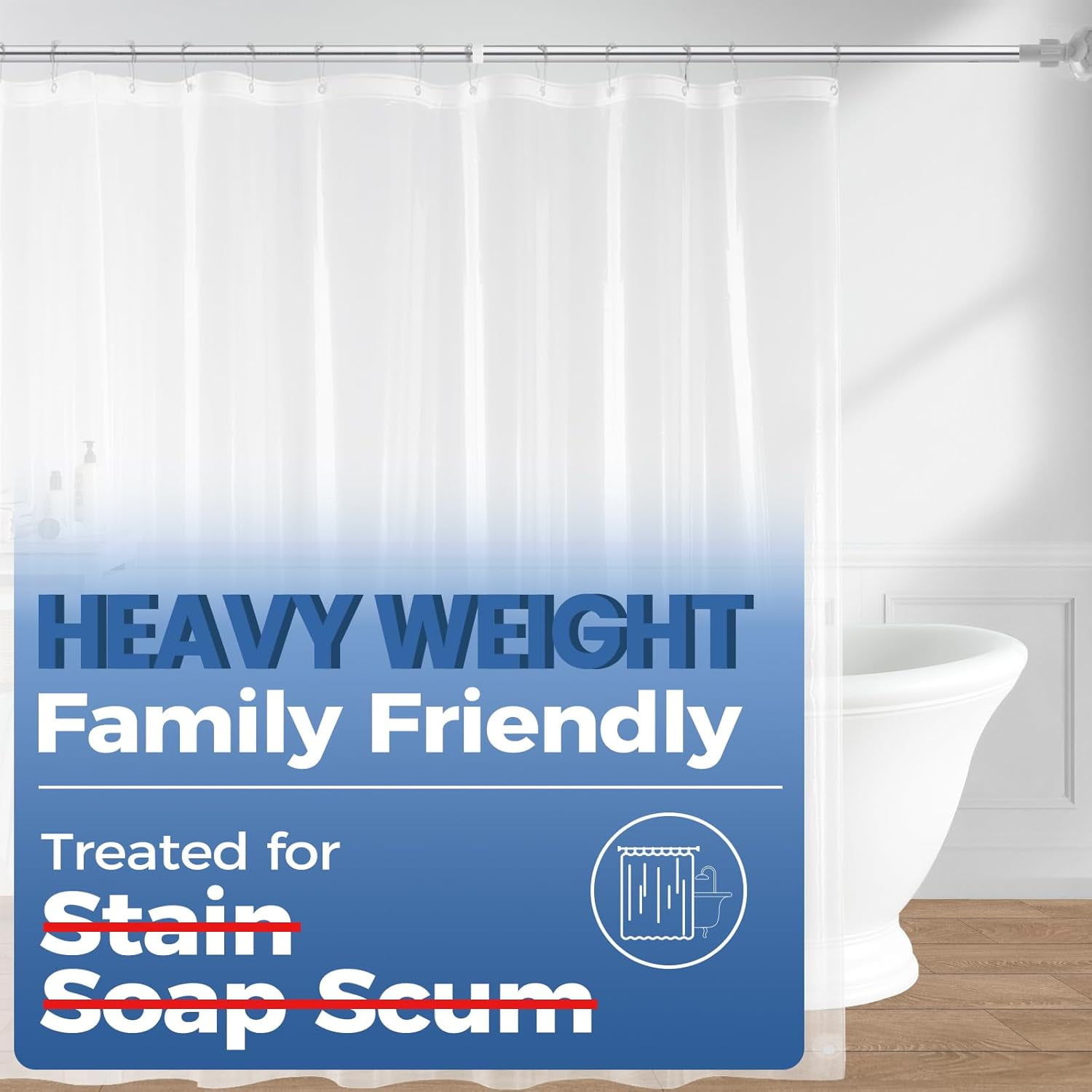 EDASCV-Curtain, PEVA Shower Curtain Liner, 72x72, Clear, 3 Pack ...