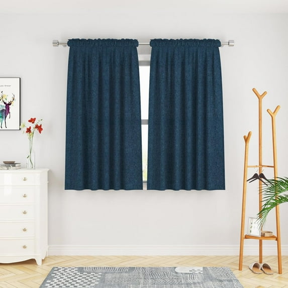 EDASCV-Curtains 45 inches Long Kitchen Linen Textured Privacy Semi ...