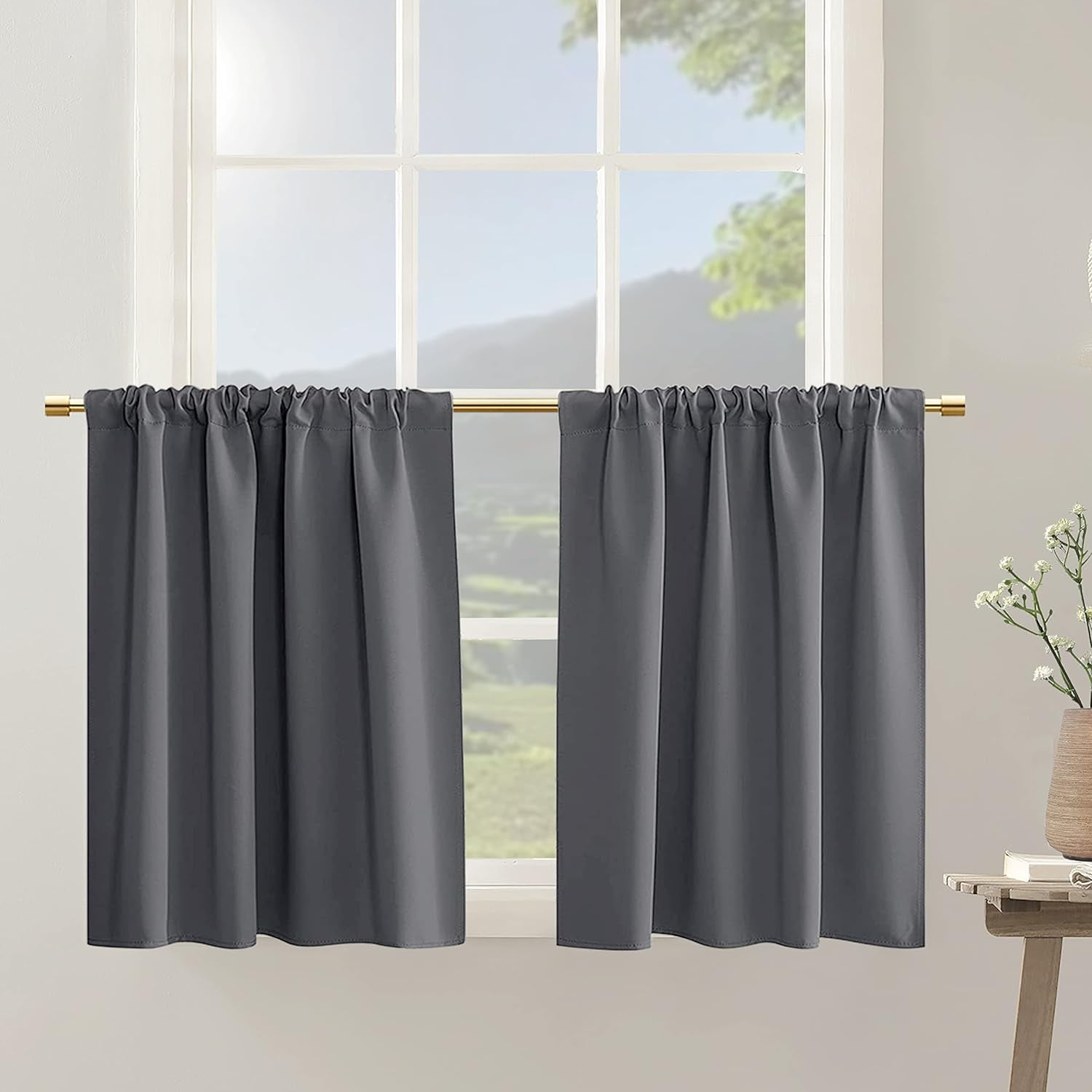 EDASCV-Dark Grey Short Curtains for Bedroom Small Windows, 42 x 30 Inch ...