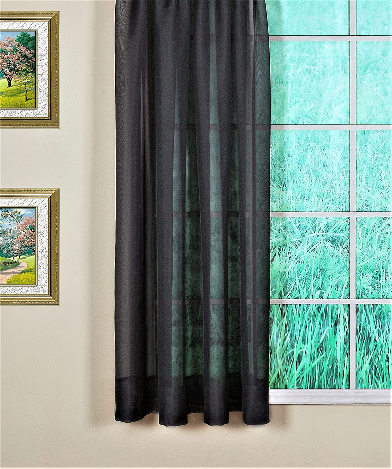 EDASCV-Emelia Original Voile Panel 63", Black, 60" W x 63" L - Walmart.com