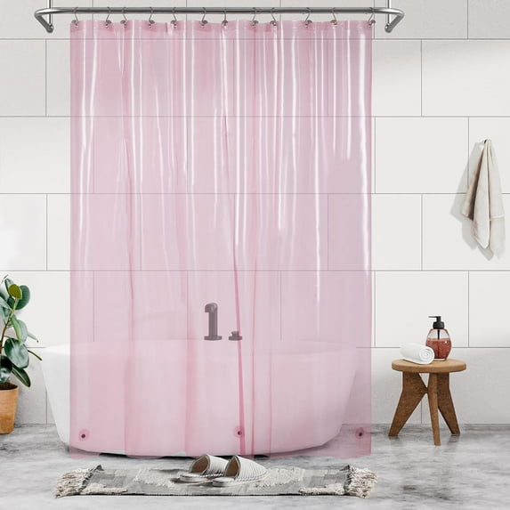 EDASCV-Extra Long Clear Pink Shower Curtain Liner with 3 Magnets - 72 ...