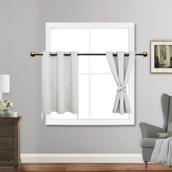 EDASCV-Greyish White Blackout Curtains with Tiebacks Thermal Insulated ...