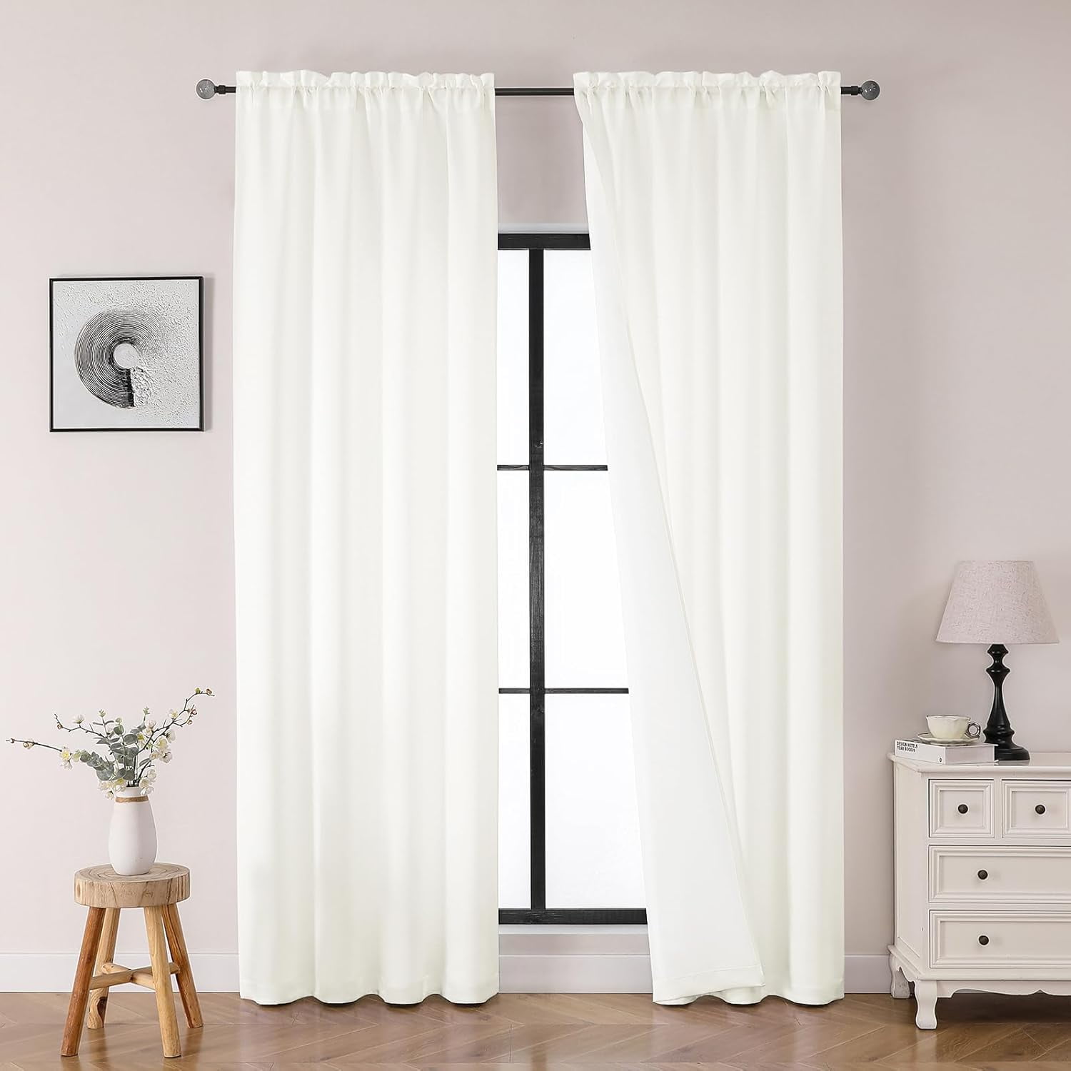 EDASCV-Heidi Natural Curtains for Living Room, 96 Inches Extra Long 2 ...