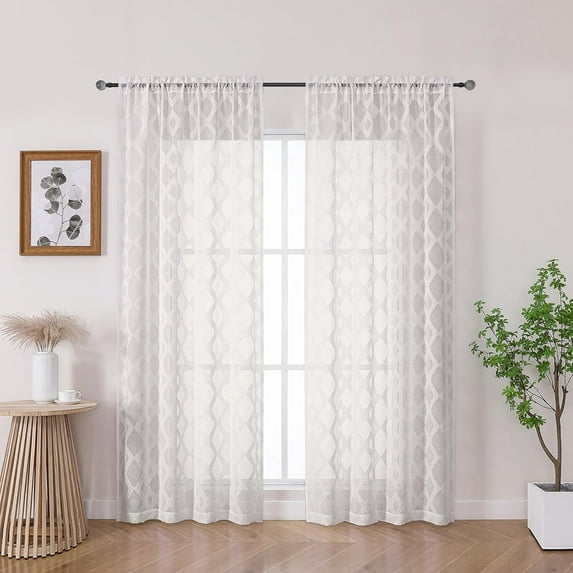 EDASCV-Ivory Sheer Curtains 72 Inches Long 2 Panels Set, Lightweight ...