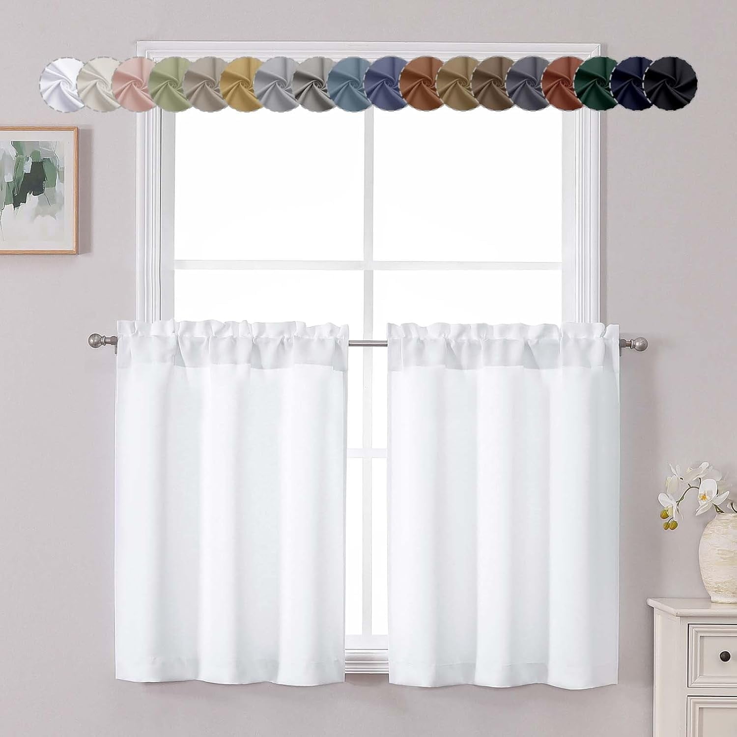 EDASCV-Light Filtering Short Curtains 30 Inch Length, Small Kitchen ...