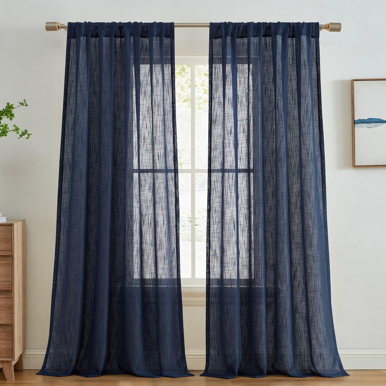 EDASCV-Linda Faux Linen Textured Semi Sheer Privacy Light Filtering ...