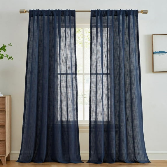 EDASCV-Linda Faux Linen Textured Semi Sheer Privacy Light Filtering ...