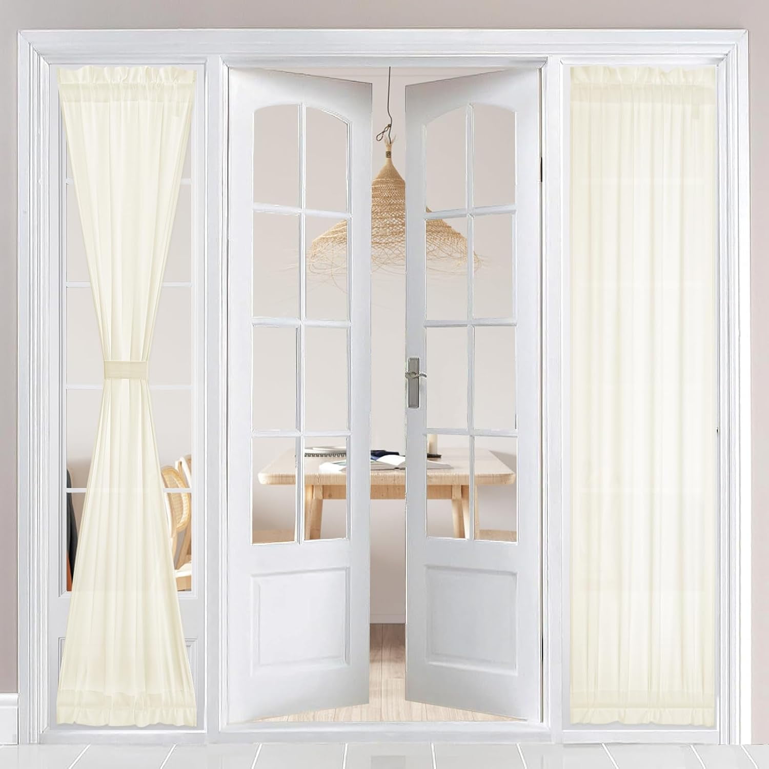 EDASCV-Non-See-Through Sidelight French Curtains for Front Door, Light ...