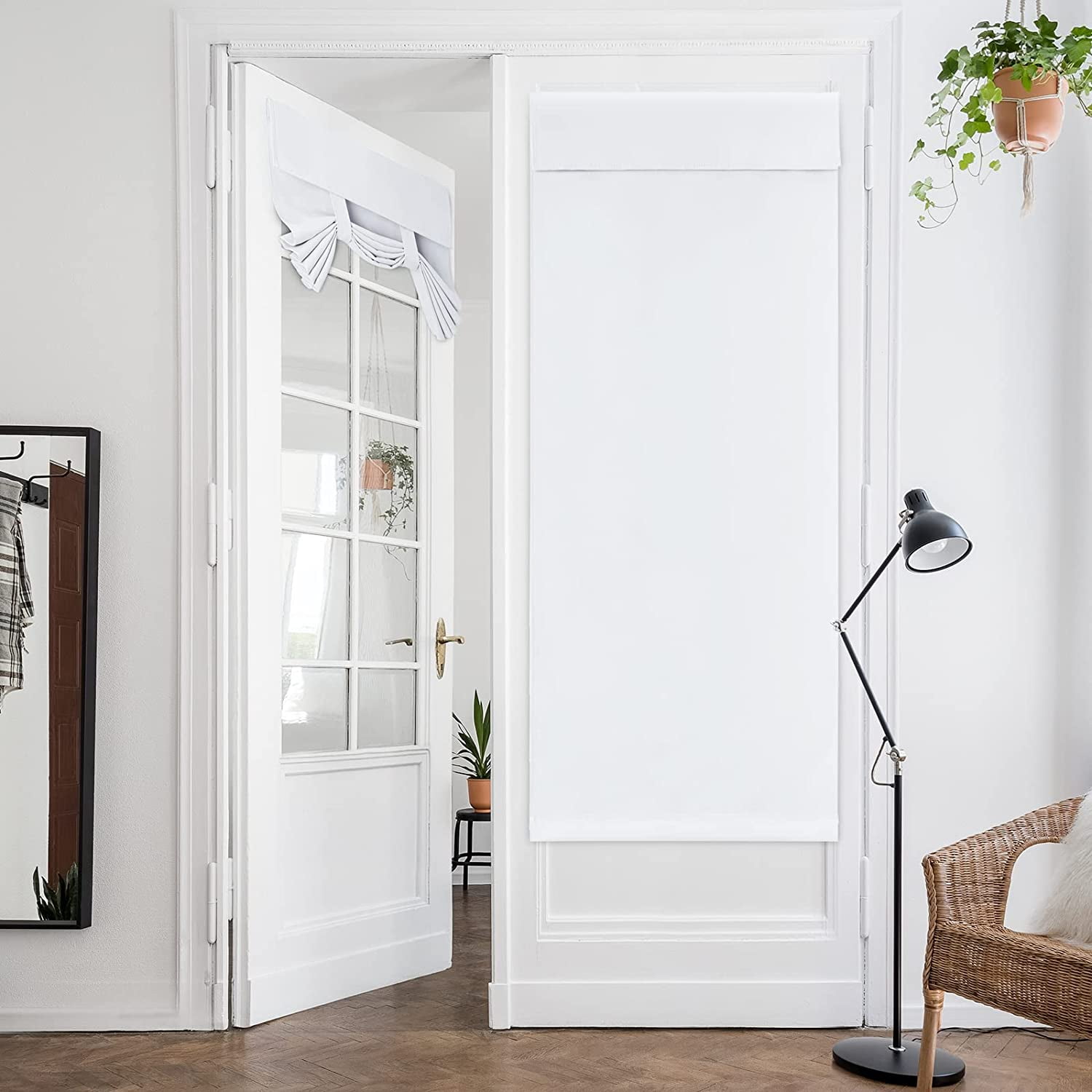 EDASCV-Pure White Blackout French Door Curtain, Privacy Door Curtains ...