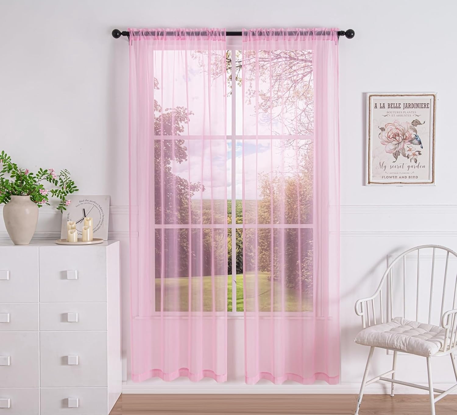 EDASCV-Sheer Curtain 108 Inches Long,Light Window Drapery Soft Airy ...