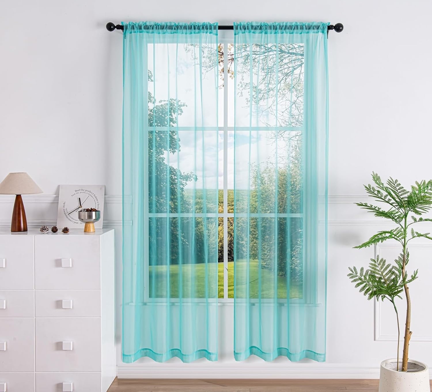 EDASCV-Sheer Curtain 108 Inches Long,Light Window Drapery Soft Airy ...