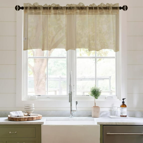 EDASCV-Sheer Curtain Valance - 18 Inches Length Small Curtains for ...