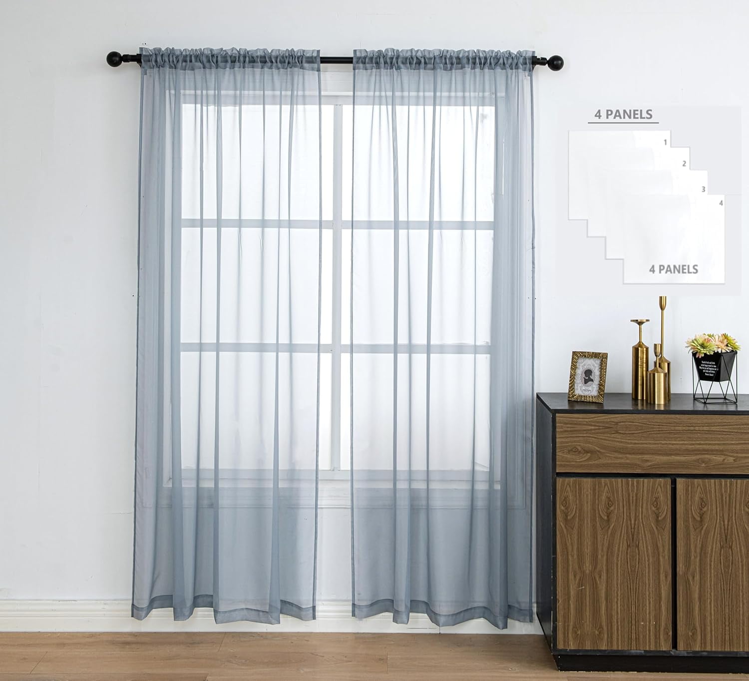 EDASCV-Sheer Curtains 84 Inches Long,Window Treatment Rod Pocket Light ...