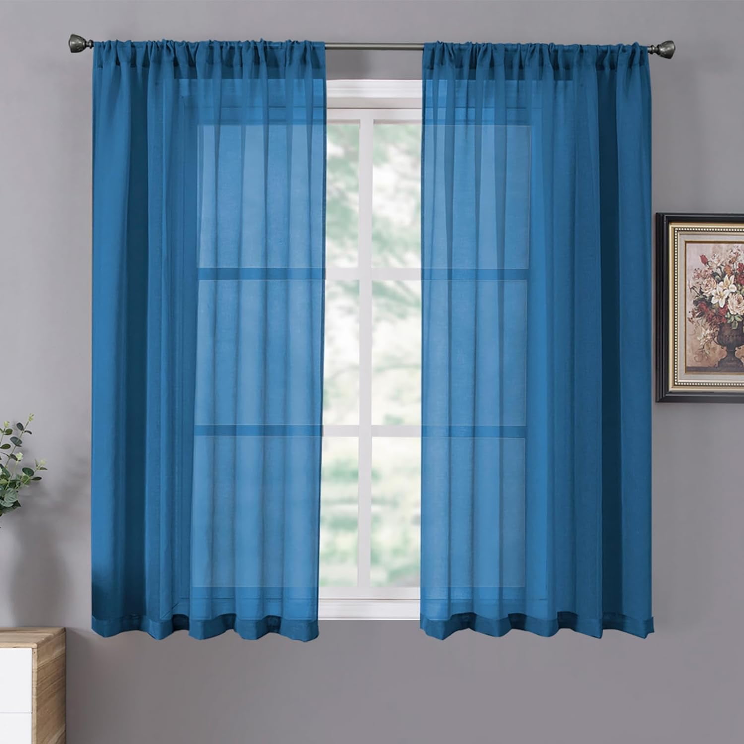 EDASCV-Sheer Curtains Linen Textured Bedroom Curtain Sheers Light ...