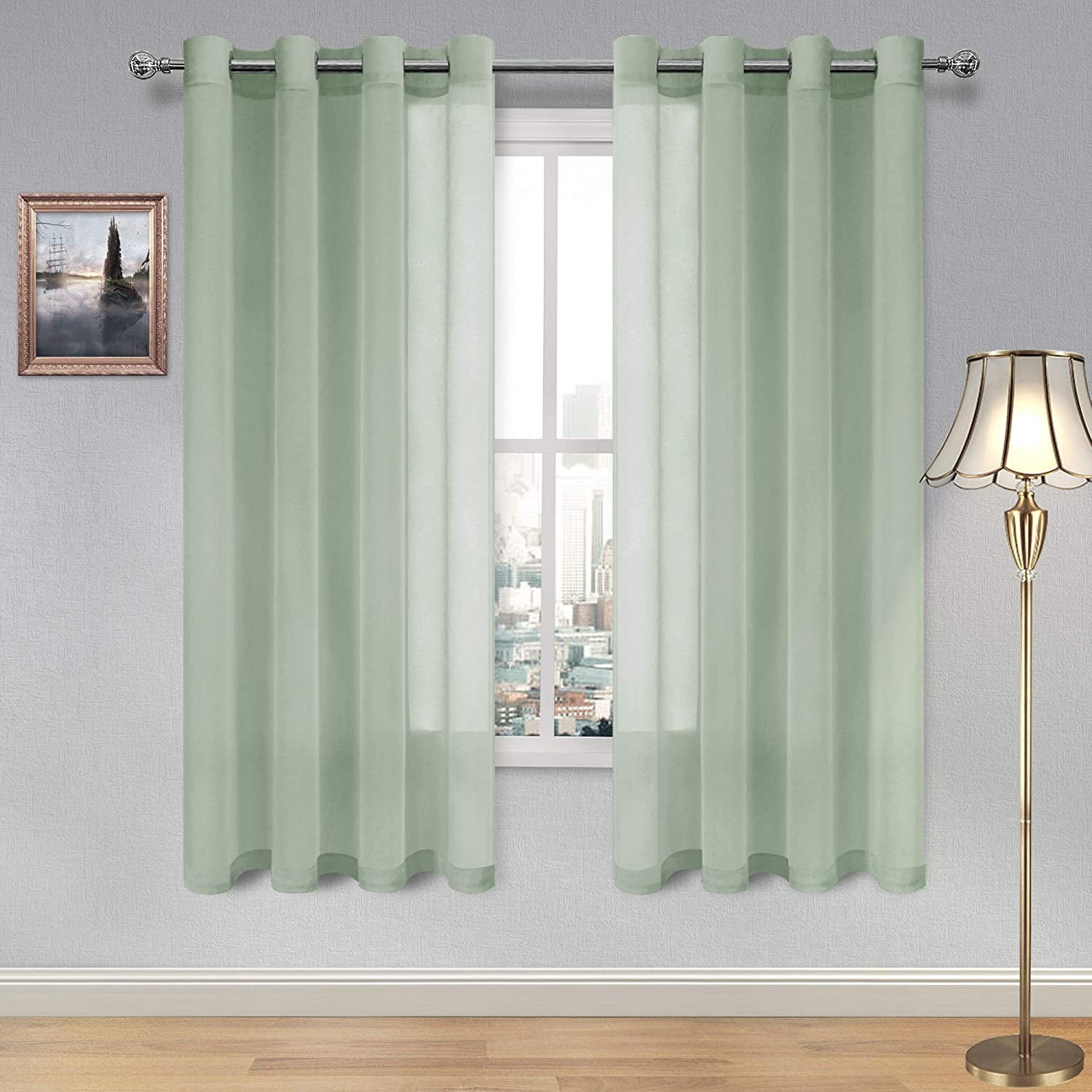 EDASCV-Sheer Curtains for Living Room Bedroom - Faux Linen Look Voile ...