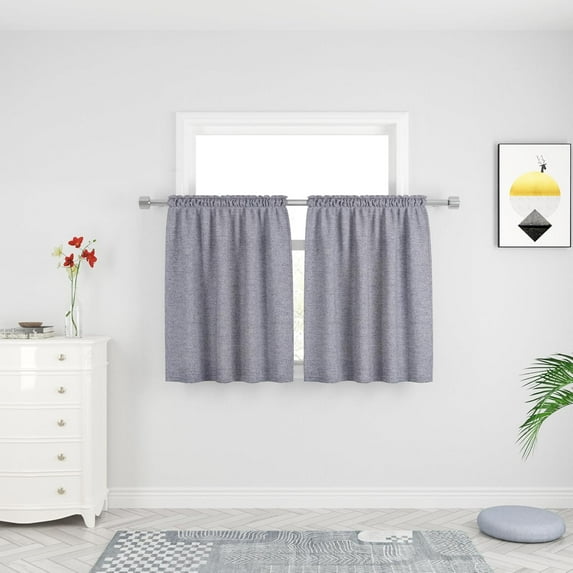 EDASCV-Short Curtains Gray Linen Textured Kitchen Small Tier Curtains ...