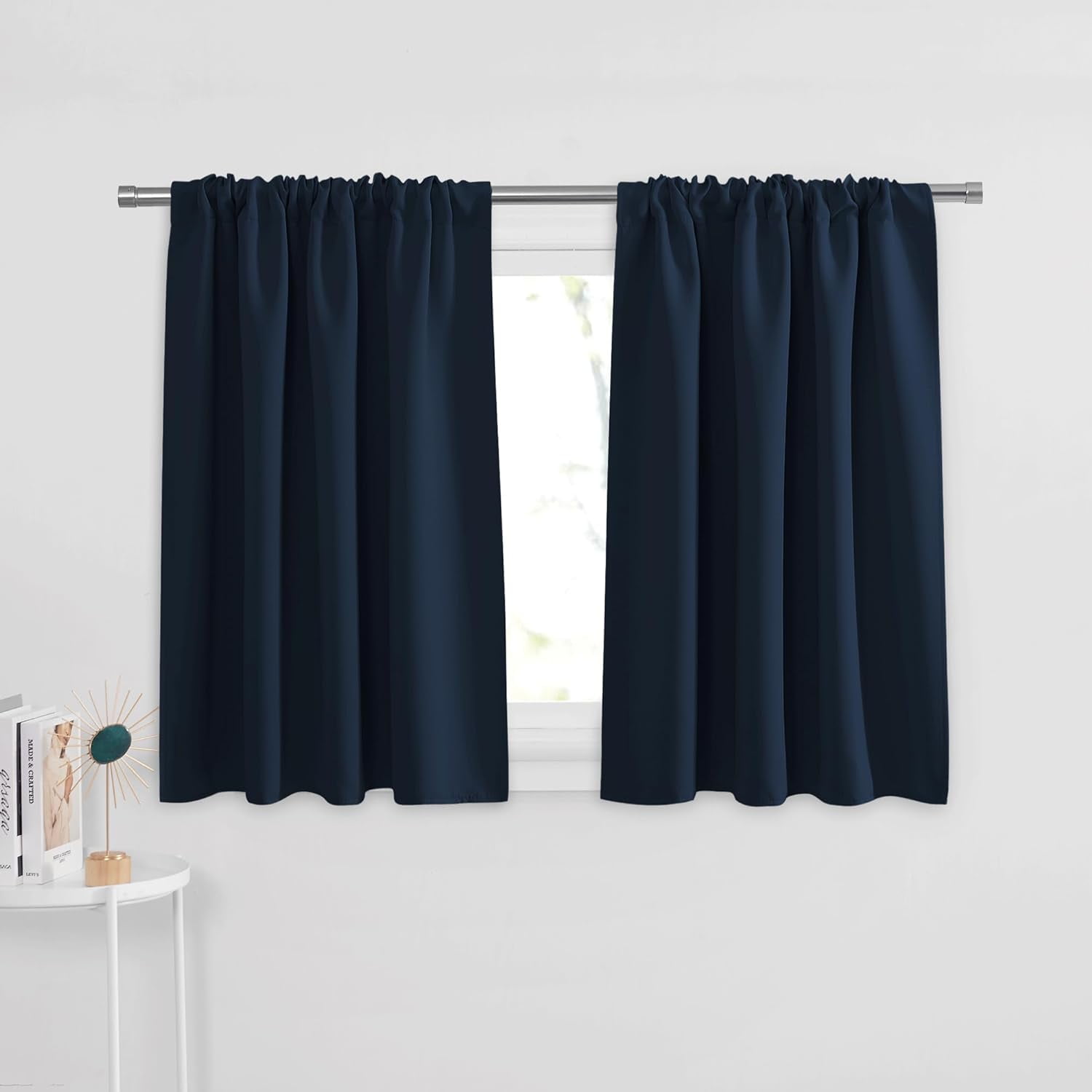 EDASCV-Short Length Curtains for Kitchen, Solid Half Window Curtain ...