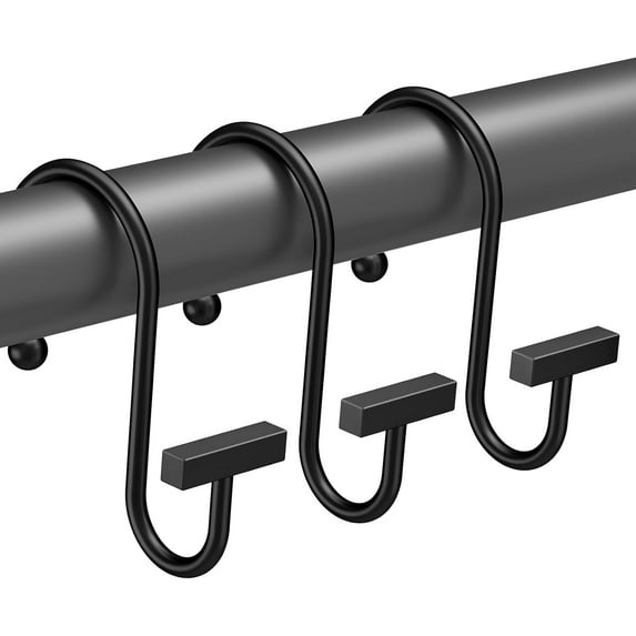 EDASCV-Shower Curtain Hooks, Black Shower Curtain Rings Rust Proof ...