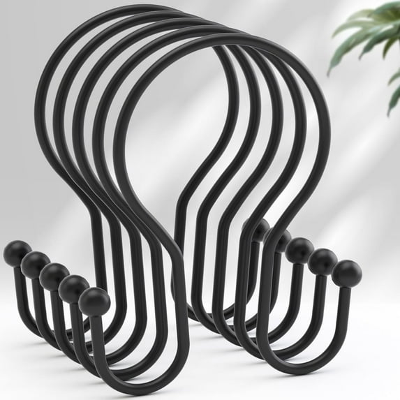 EDASCV-Shower Curtain Hooks Black Shower Curtain Rings, Simple Double ...