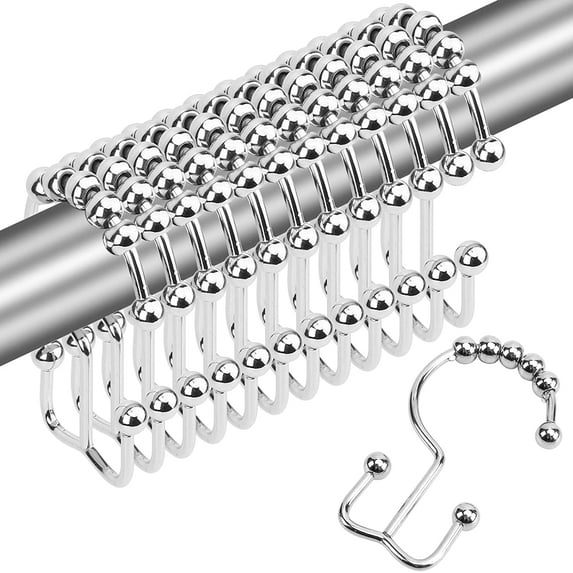EDASCV-Shower Curtain Hooks,Sturdy Stainless Steel Double Sided Shower ...