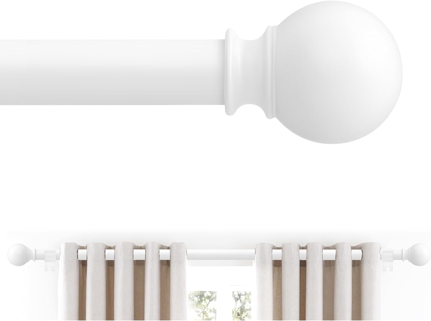 EDASCV-White Curtain Rods 66 to 120 Inches(5.5-10 Feet),5/8 inch ...