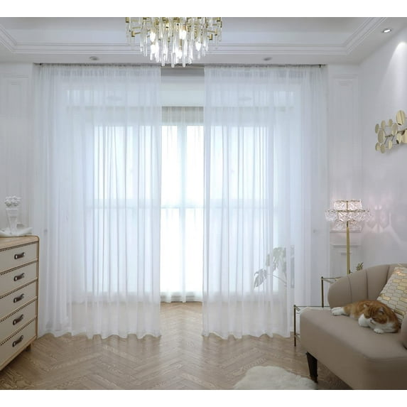 EDASCV-Windows Ivory Sheer Curtains 108 Inches Length 42 Inches Width 2 ...