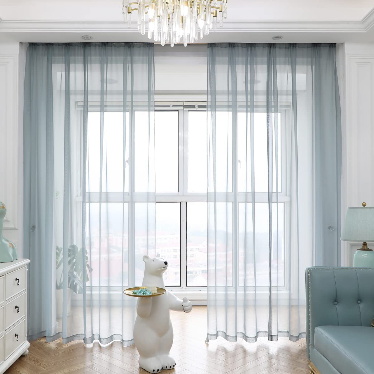 EDASCV-Windows Light Grey Sheer Curtains 54 Inches Length 42 Inches ...
