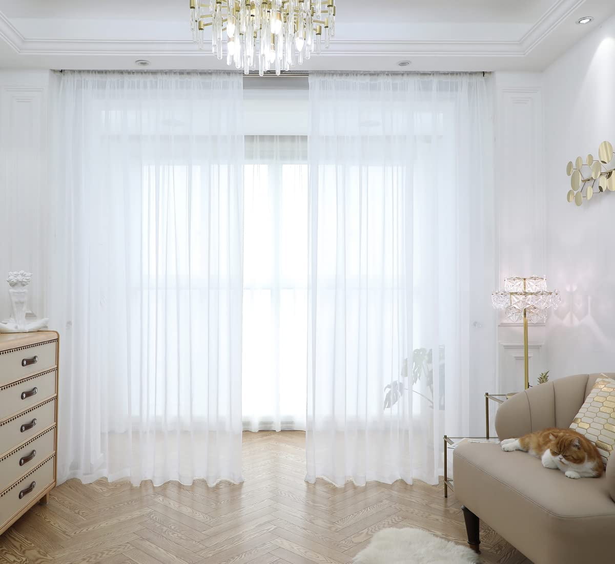 EDASCV-Windows White Sheer Curtains 63 Inches Length 42 Inches Width 2 ...