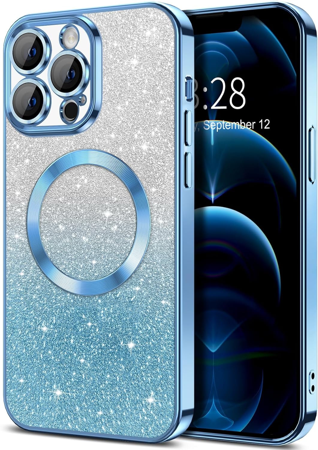 EDASCV-for iPhone 12 Pro Case Clear Magnetic Glitter Phone Cases ...