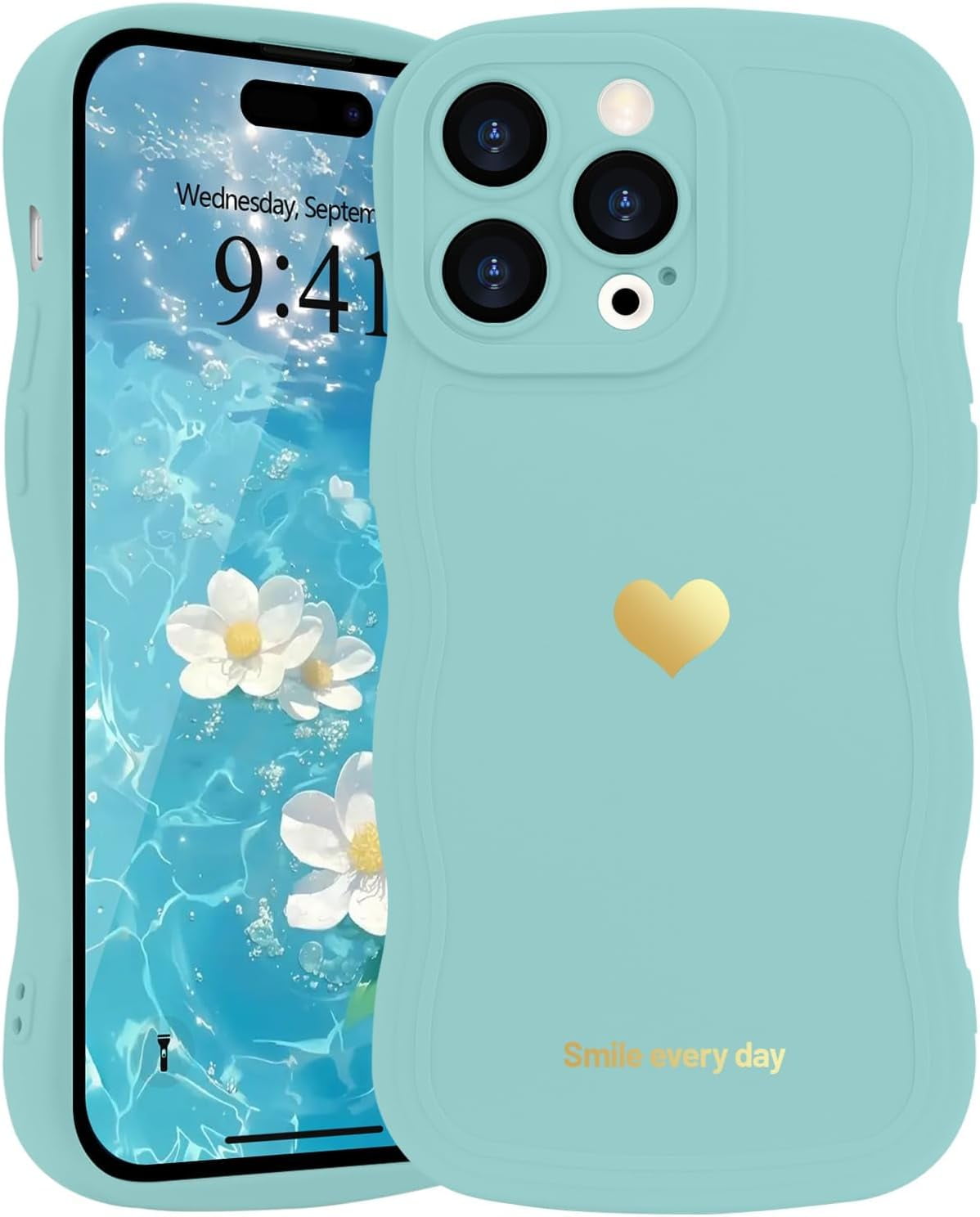 EDASCV-for iPhone 14 Pro Case Cute Heart Simple Wave Frame Case ...