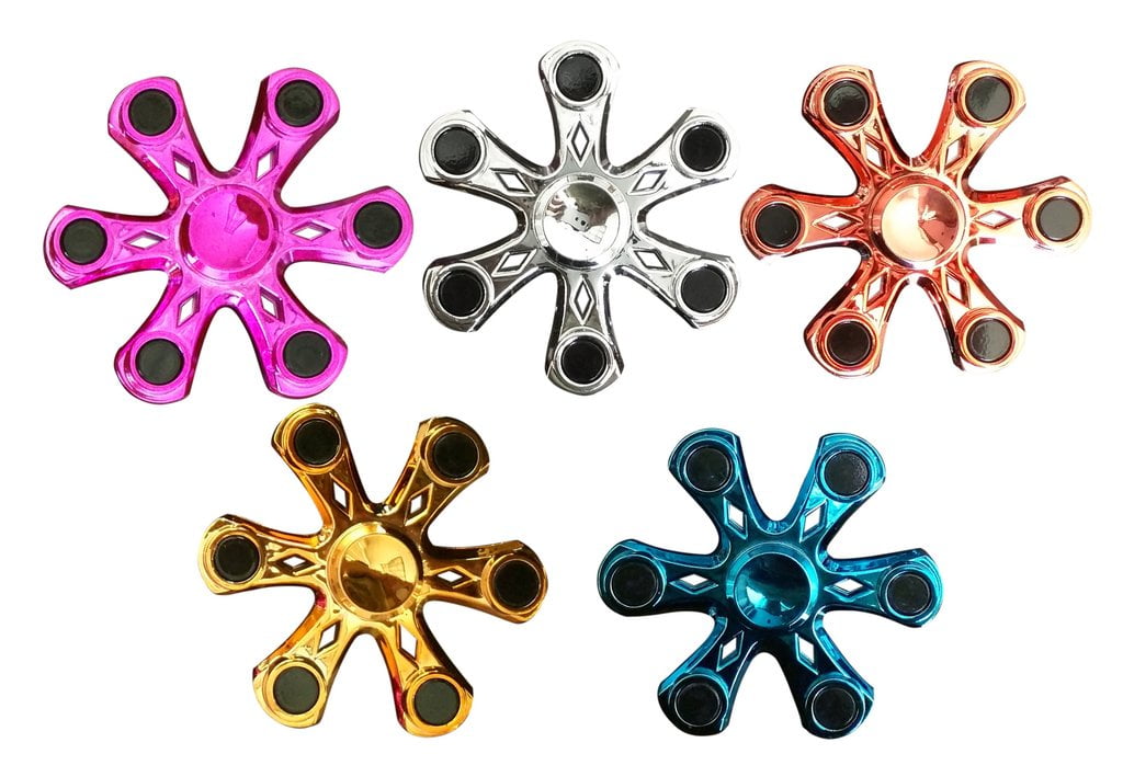 EDC 6 spoke Fidget Spinner, Stainless Steel Bearing, 3-5Min Spin time ...