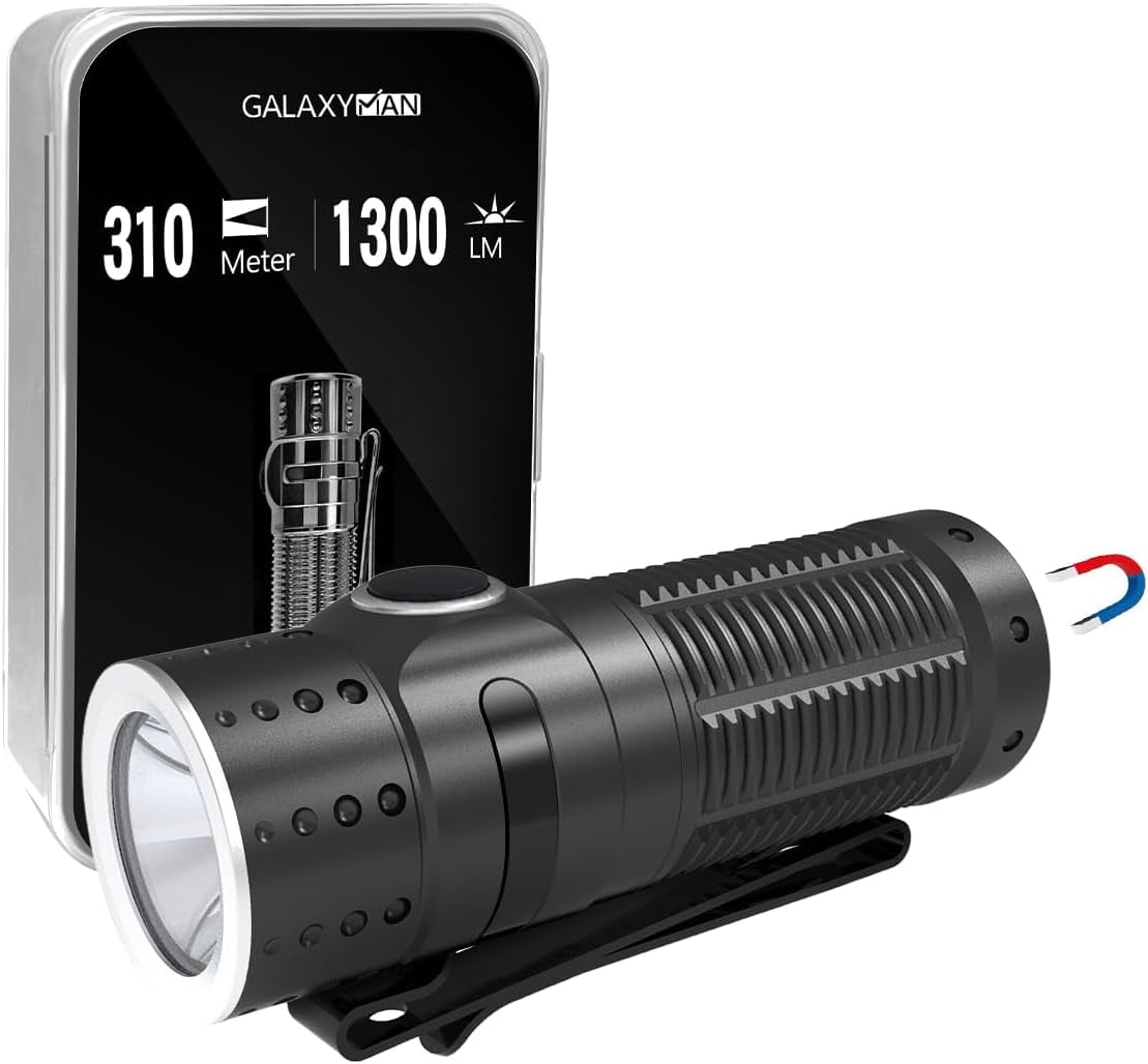 EDC Flashlight Rechargeable, 1300 High Lumen LED Mini Pocket Flash ...
